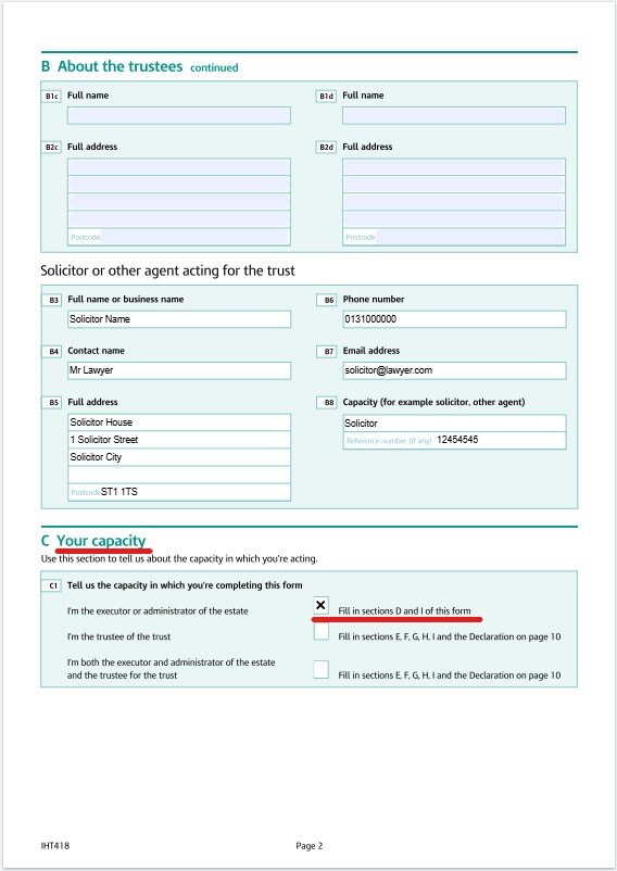 How do I prepare an IHT418 schedule?
