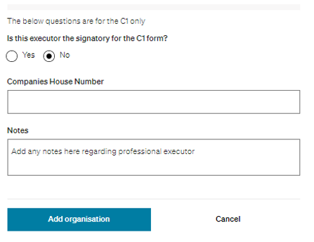 How do I add a professional executor to my case?