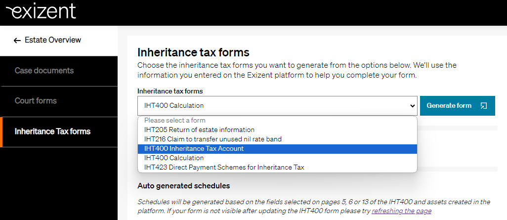 How do I prepare an IHT400 form and the relevant schedules?