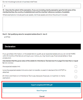 How do I prepare an IHT205 form?