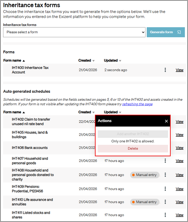How do I prepare an IHT400 form and the relevant schedules?
