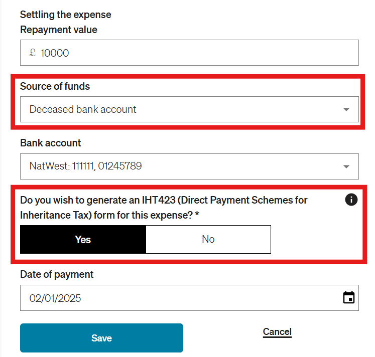 How do I prepare an IHT423?